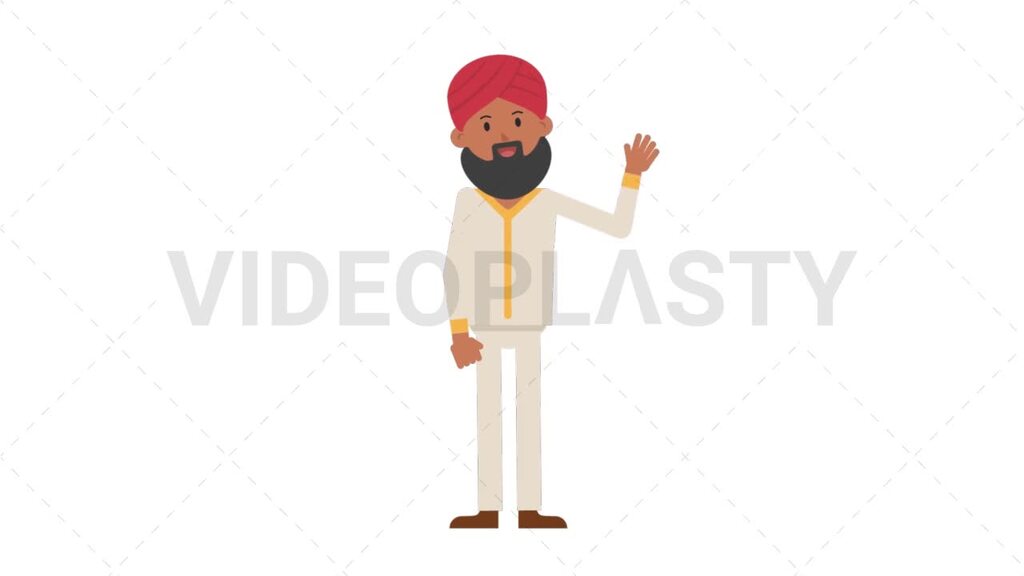 Sikh Man Waving [Royalty-Free Stock Animation] | VideoPlasty