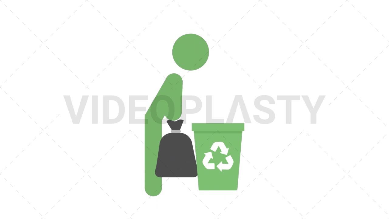 Throwing Waste to Recycle Bin [Royalty-Free Stock Animation] | VideoPlasty