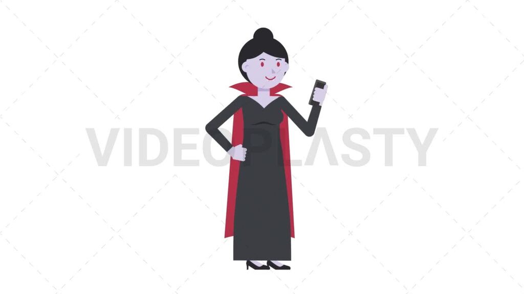 Vampire Countess Using Phone [Royalty-Free Stock Animation] | VideoPlasty