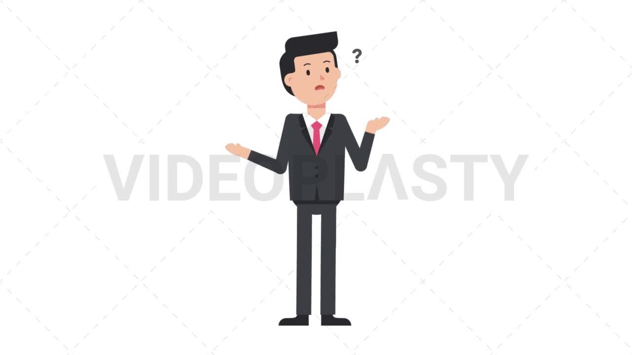 White Corporate Man Confused [Royalty-Free Stock Animation] | VideoPlasty