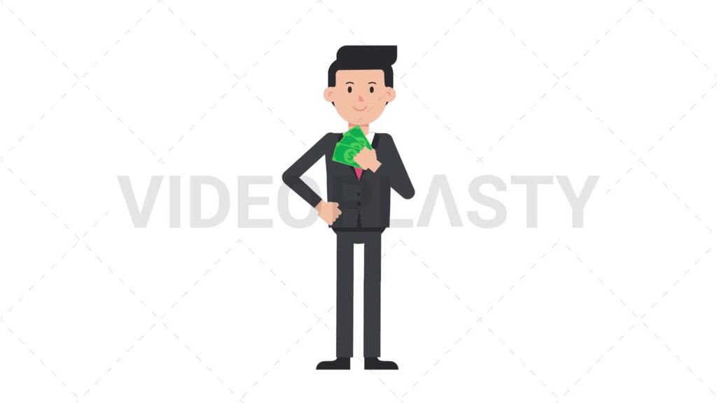 White Corporate Man Holding Cash [Royalty-Free Stock Animation ...