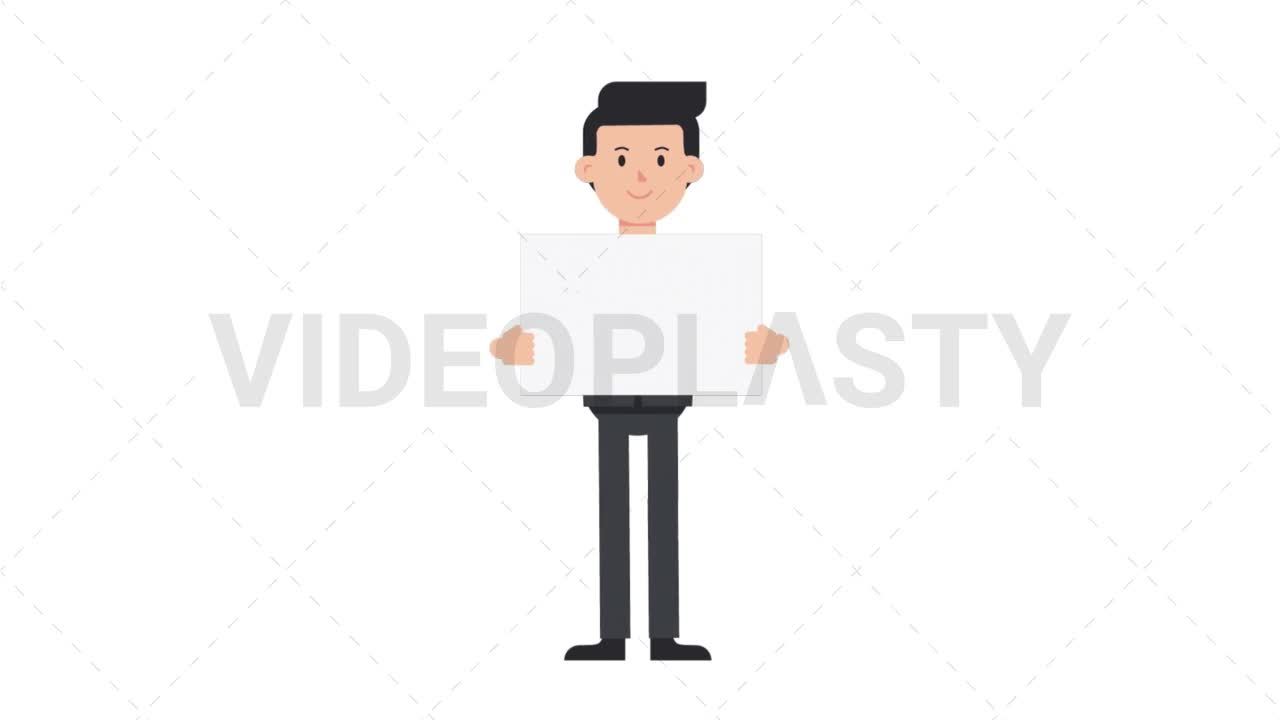 White Corporate Man Holding Poster [Royalty-Free Stock Animation ...