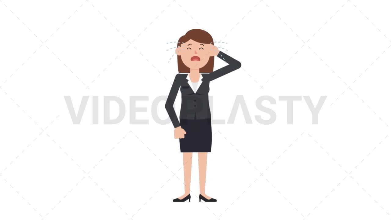 White Corporate Woman Crying [Royalty-Free Stock Animation] | VideoPlasty