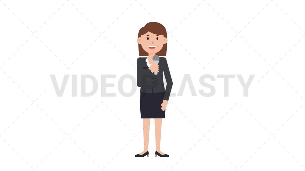 White Corporate Woman Talking on Microphone [Royalty-Free Stock ...
