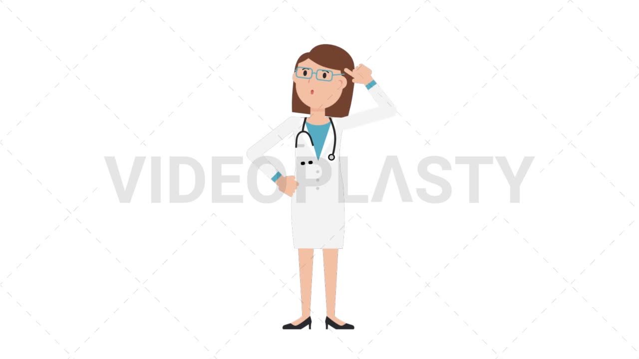 White Female Doctor Thinking [Royalty-Free Stock Animation] | VideoPlasty