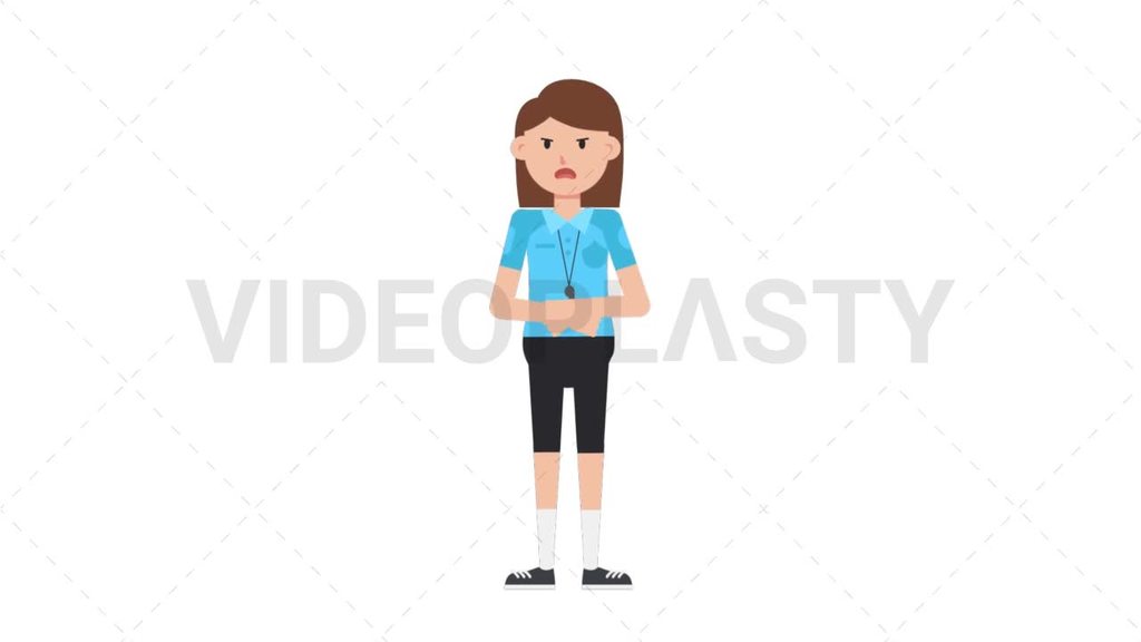 White Female EU Referee Angry [Royalty-Free Stock Animation] | VideoPlasty
