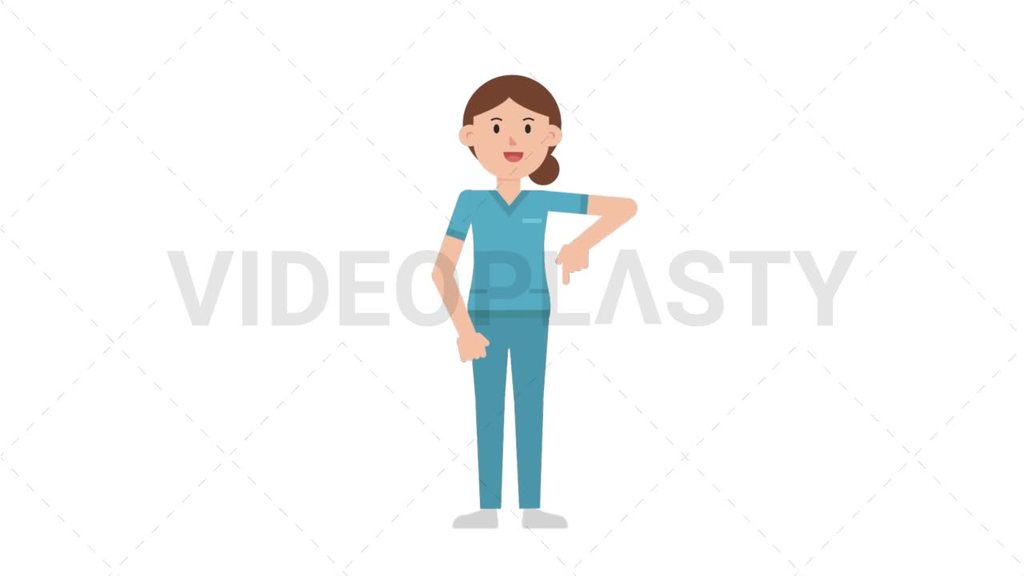 White Female Nurse Pointing Below [Royalty-Free Stock Animation ...