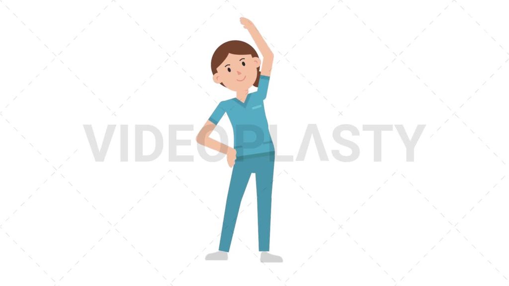 White Female Nurse Warmup Exercise [Royalty-Free Stock Animation ...