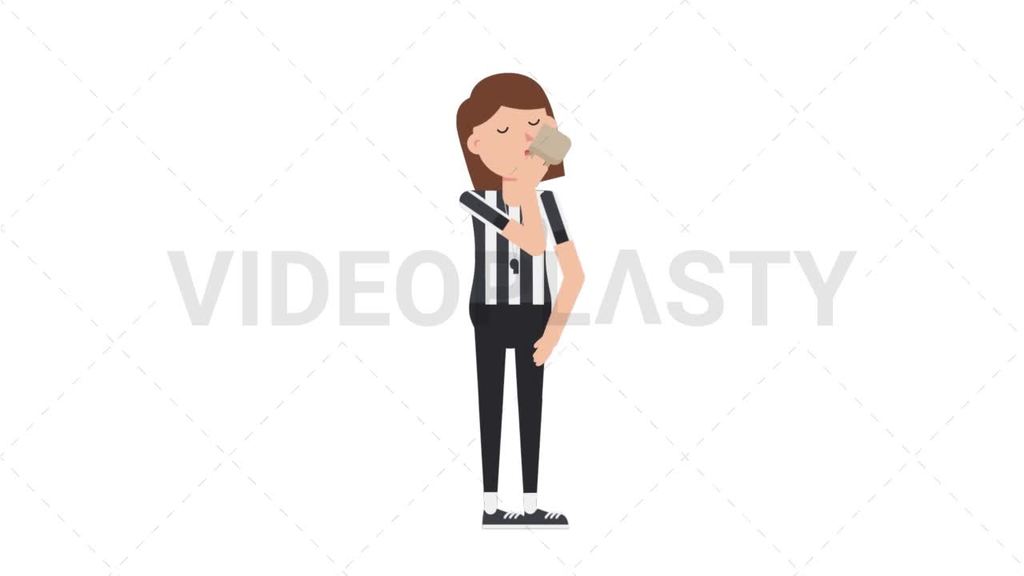 White Female US Referee Drinking Coffee [Royalty-Free Stock Animation ...