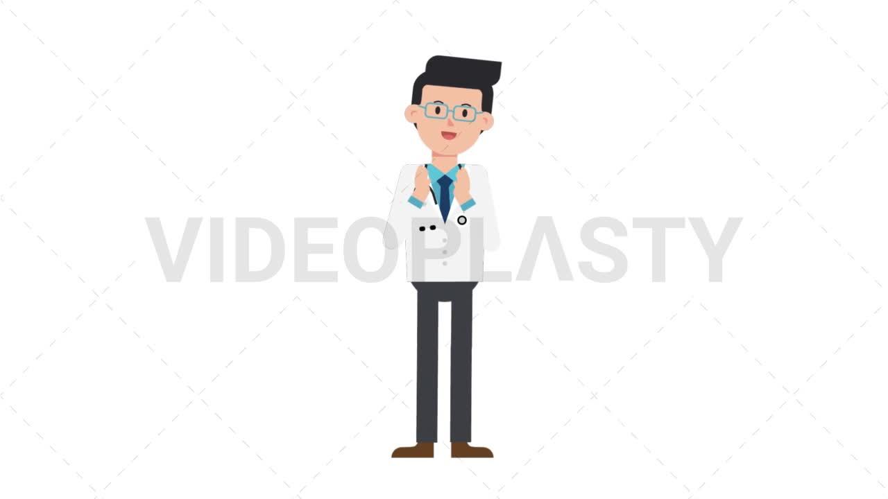 White Male Doctor Clapping [Royalty-Free Stock Animation] | VideoPlasty