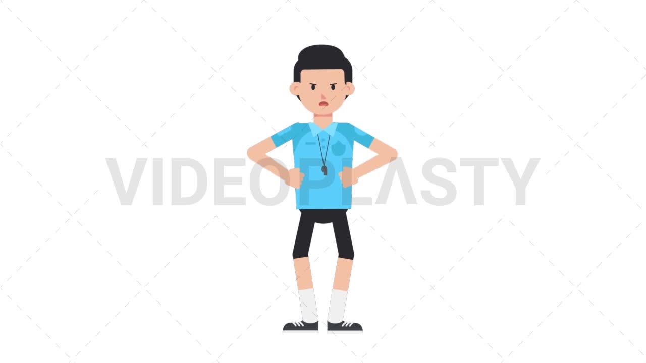 White Male EU Referee Angry [Royalty-Free Stock Animation] | VideoPlasty
