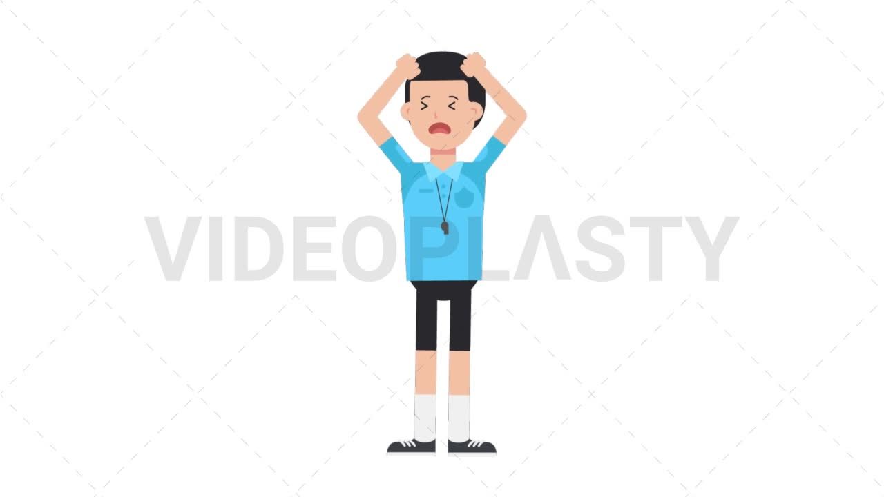 White Male EU Referee Stressed [Royalty-Free Stock Animation] | VideoPlasty