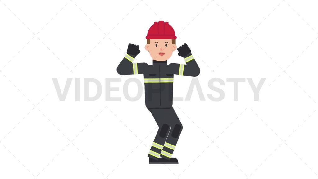 White Male Firefighter Cheer [Royalty-Free Stock Animation] | VideoPlasty