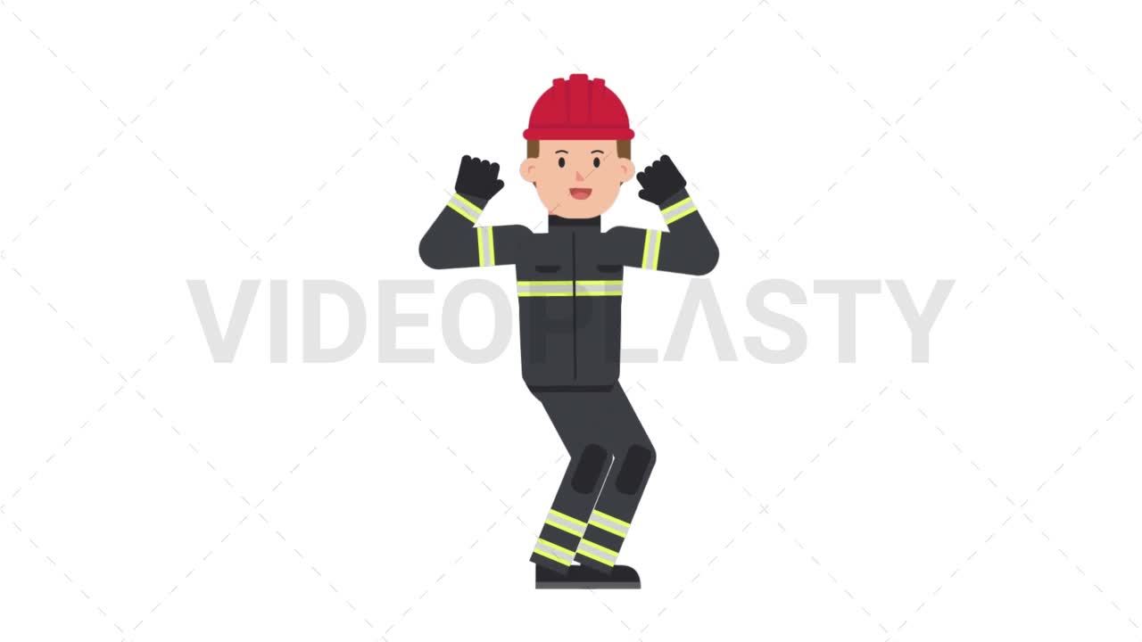 White Male Firefighter Cheer [Royalty-Free Stock Animation] | VideoPlasty
