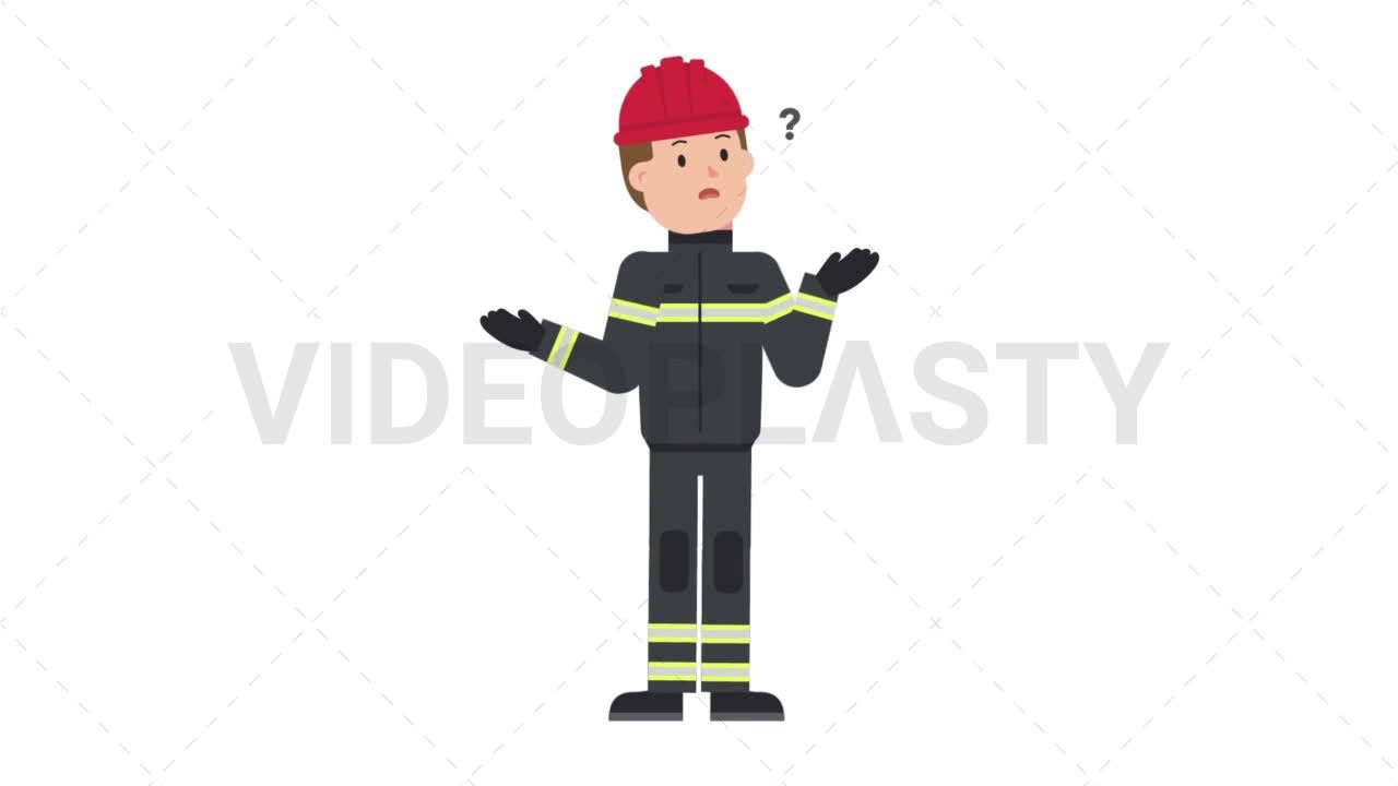 White Male Firefighter Confused [Royalty-Free Stock Animation ...