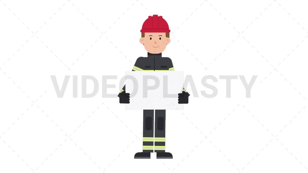 White Male Firefighter Holding Poster [Royalty-Free Stock Animation ...