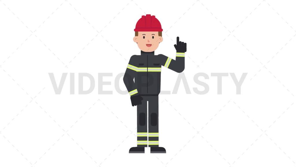 White Male Firefighter Pointing Above [Royalty-Free Stock Animation ...