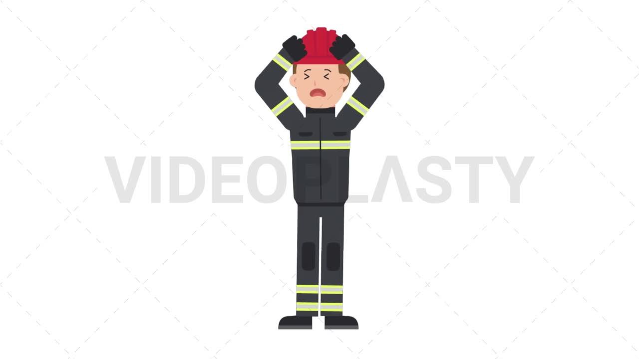 White Male Firefighter Stressed [Royalty-Free Stock Animation ...
