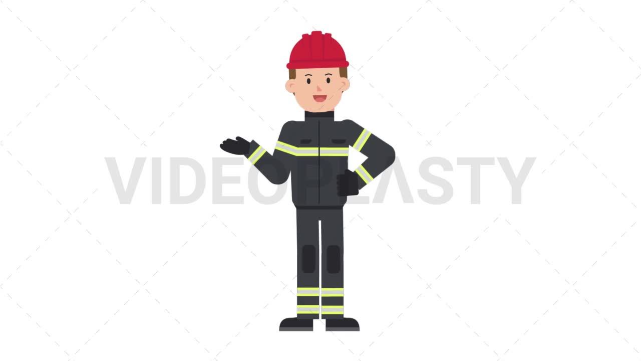 White Male Firefighter Talking [Royalty-Free Stock Animation] | VideoPlasty