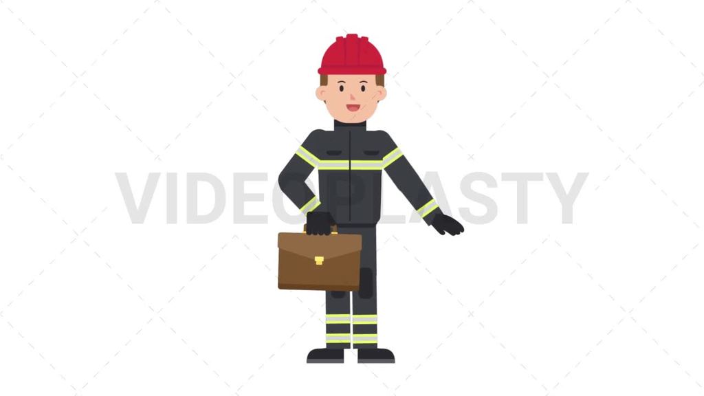 White Male Firefighter Waving with Briefcase [Royalty-Free Stock ...