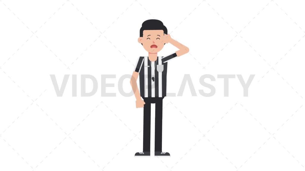 White Male US Referee Crying [Royalty-Free Stock Animation] | VideoPlasty