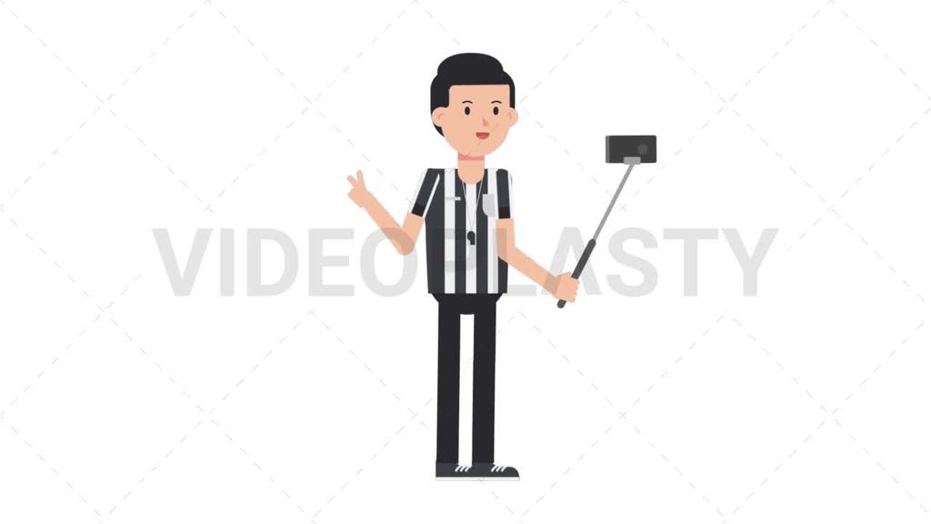 White Male US Referee Selfie Stick [Royalty-Free Stock Animation ...