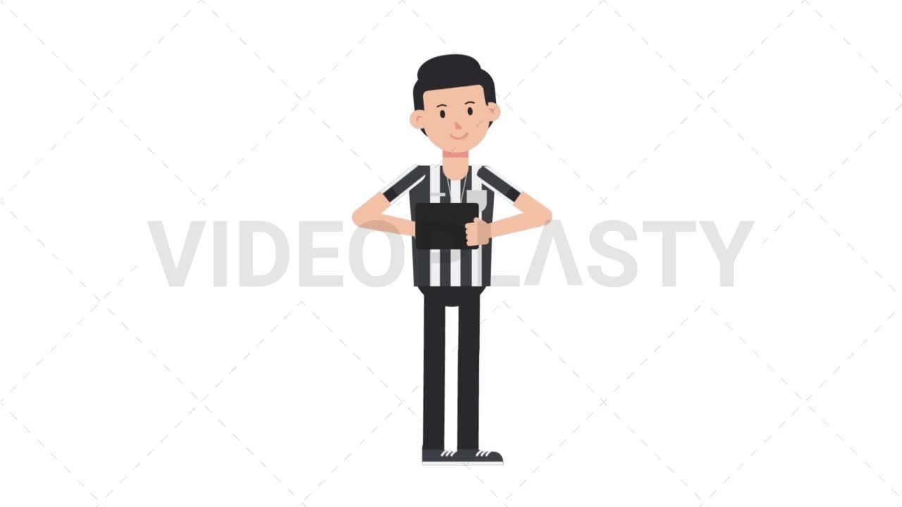 White Male US Referee Using Tablet Happy [Royalty-Free Stock Animation ...