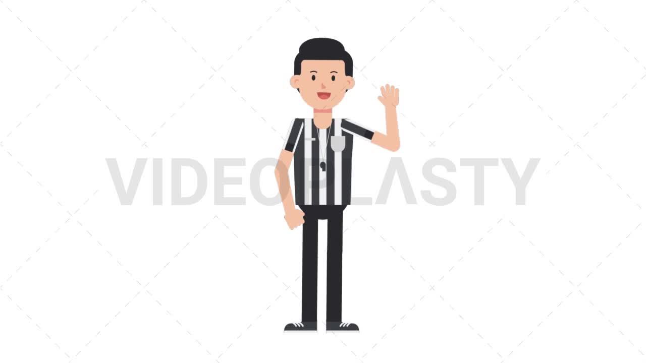 White Male US Referee Waving [Royalty-Free Stock Animation] | VideoPlasty