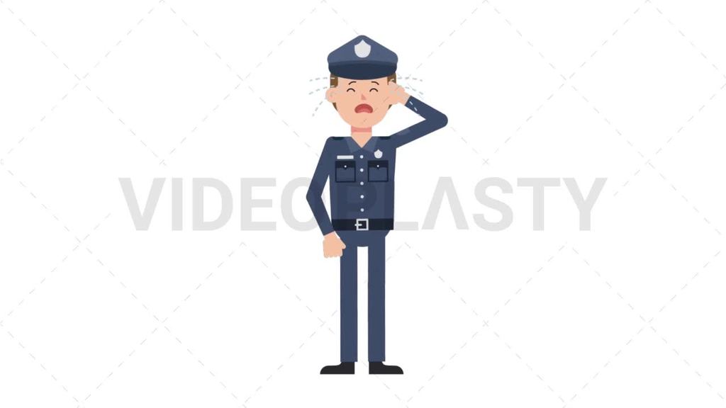 White Policeman Crying [Royalty-Free Stock Animation] | VideoPlasty