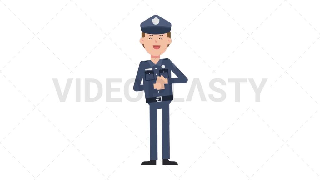 White Policeman Laughing [Royalty-Free Stock Animation] | VideoPlasty