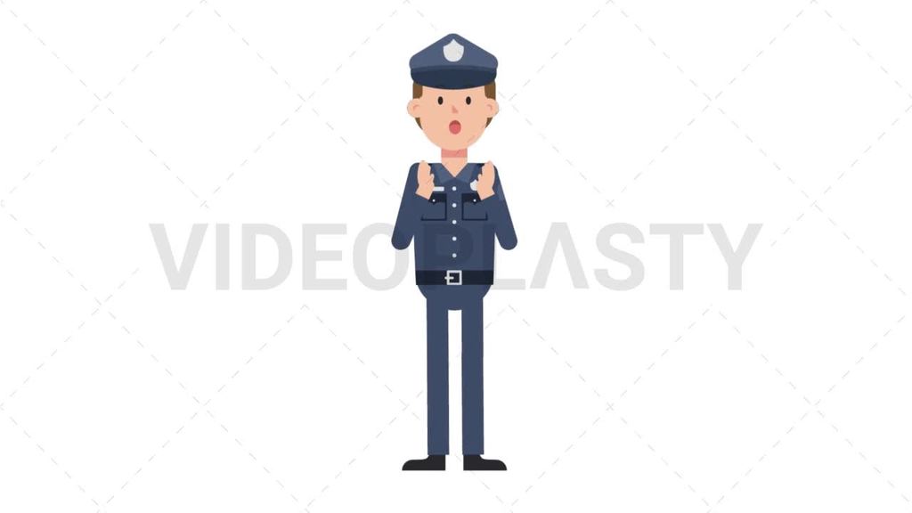 White Policeman Surprised [Royalty-Free Stock Animation] | VideoPlasty