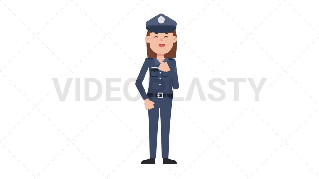 White Policewoman Laughing [Royalty-Free Stock Animation] | VideoPlasty