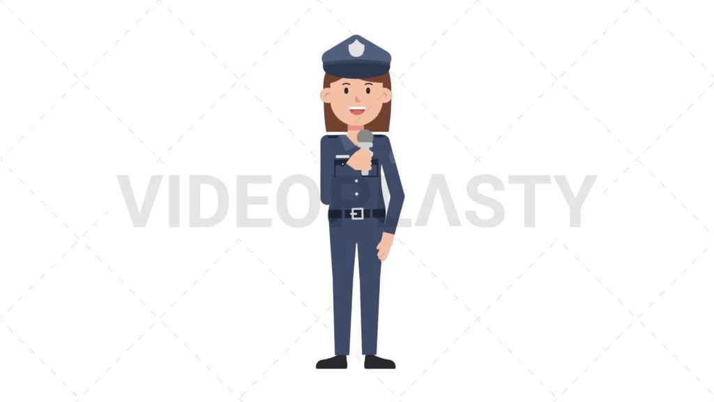 White Policewoman Talking on Microphone [Royalty-Free Stock Animation ...