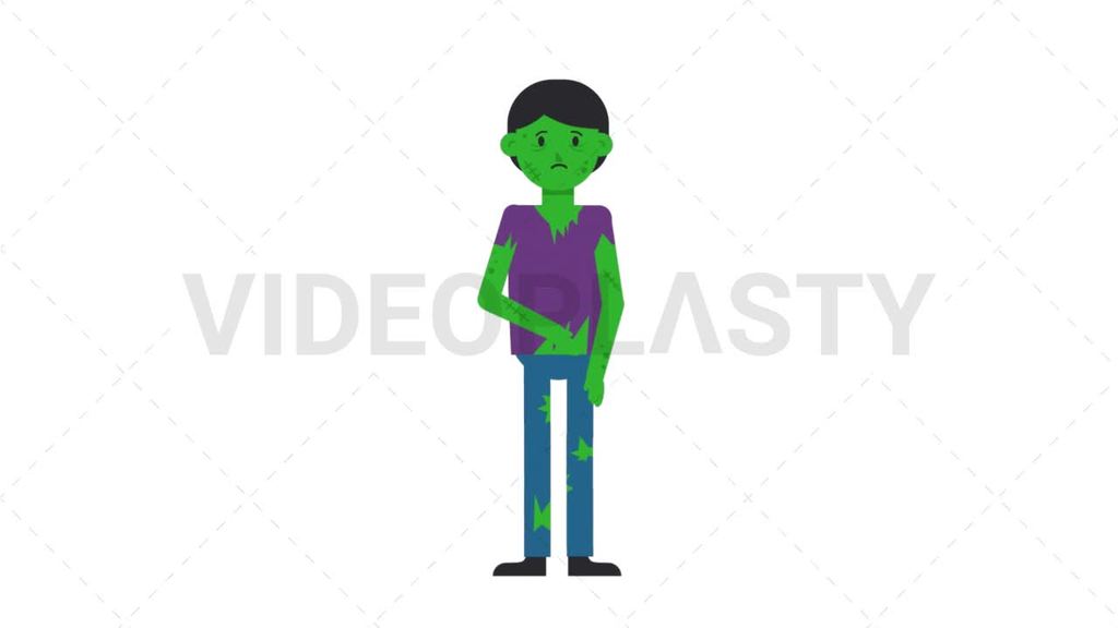 Zombie Man Sad [Royalty-Free Stock Animation] | VideoPlasty