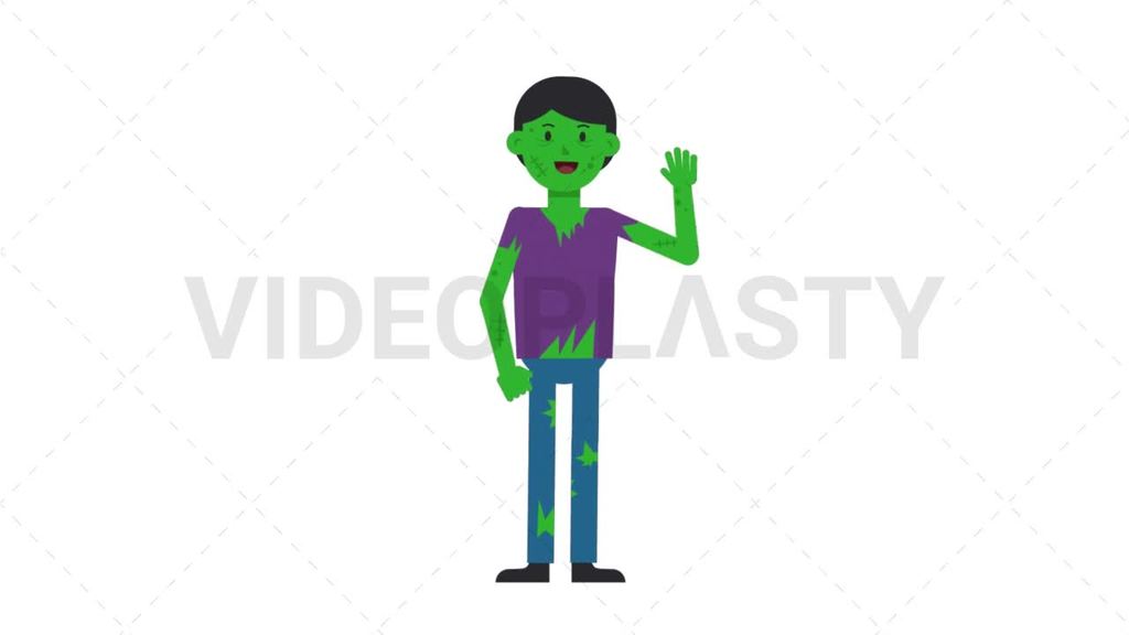 Zombie Man Waving [Royalty-Free Stock Animation] | VideoPlasty