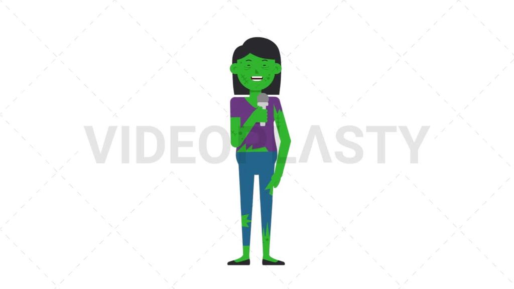Zombie Woman Talking on Microphone [Royalty-Free Stock Animation ...