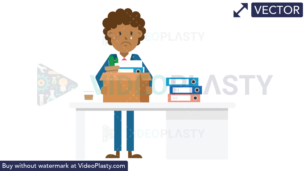 Black Corporate Man Packing His Things [Vector Image Clipart] | VideoPlasty