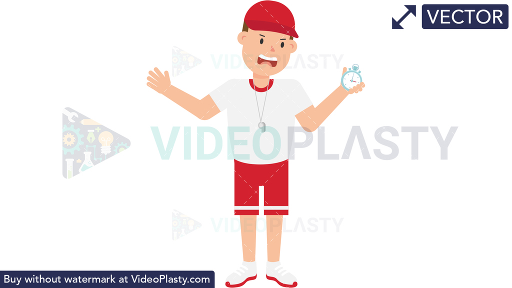 Coach Using a Stopwatch [Vector Image Clipart] | VideoPlasty