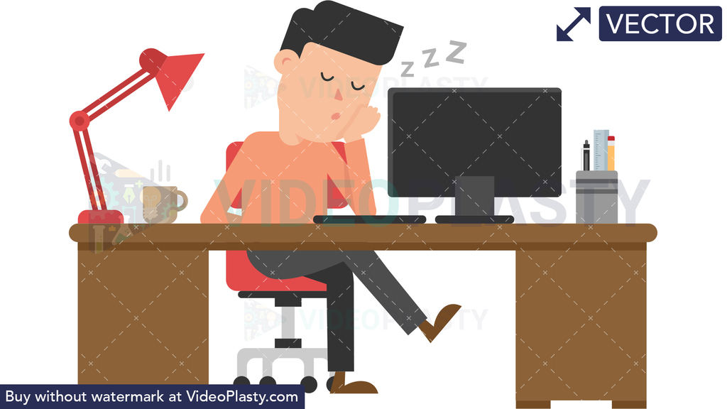 Cartoon Person Sleeping At A Desk