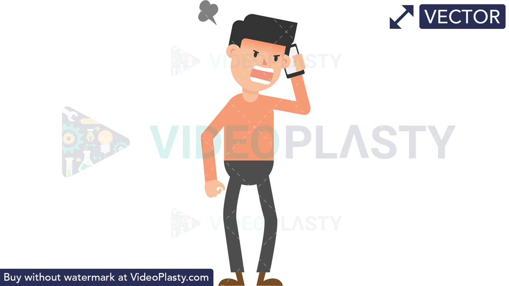 Man Talking Angry on the Phone [Vector Image Clipart] | VideoPlasty