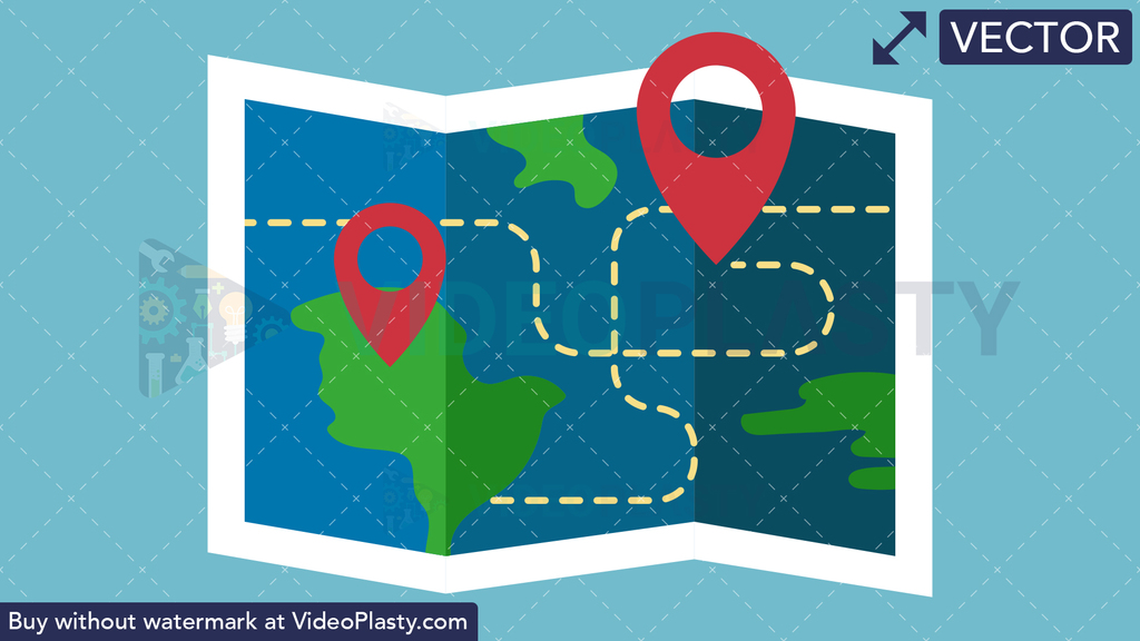 Map Flat Icon [Vector Image Clipart] | VideoPlasty