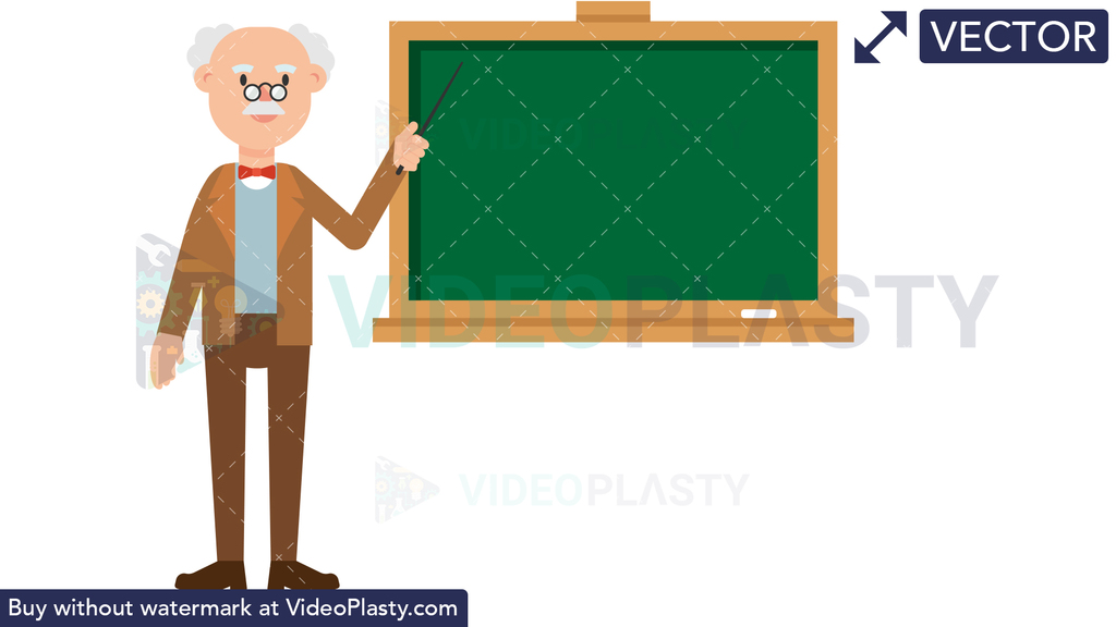 Professor Pointing on the Blackboard [Vector Image Clipart] | VideoPlasty